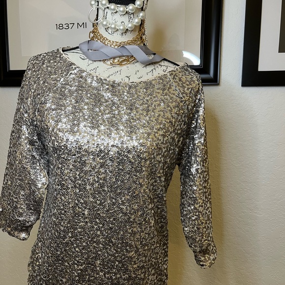 Jennifer Lopez | Tops | Jennifer Lopez Silver Sequin With Ribbon Blouse ...